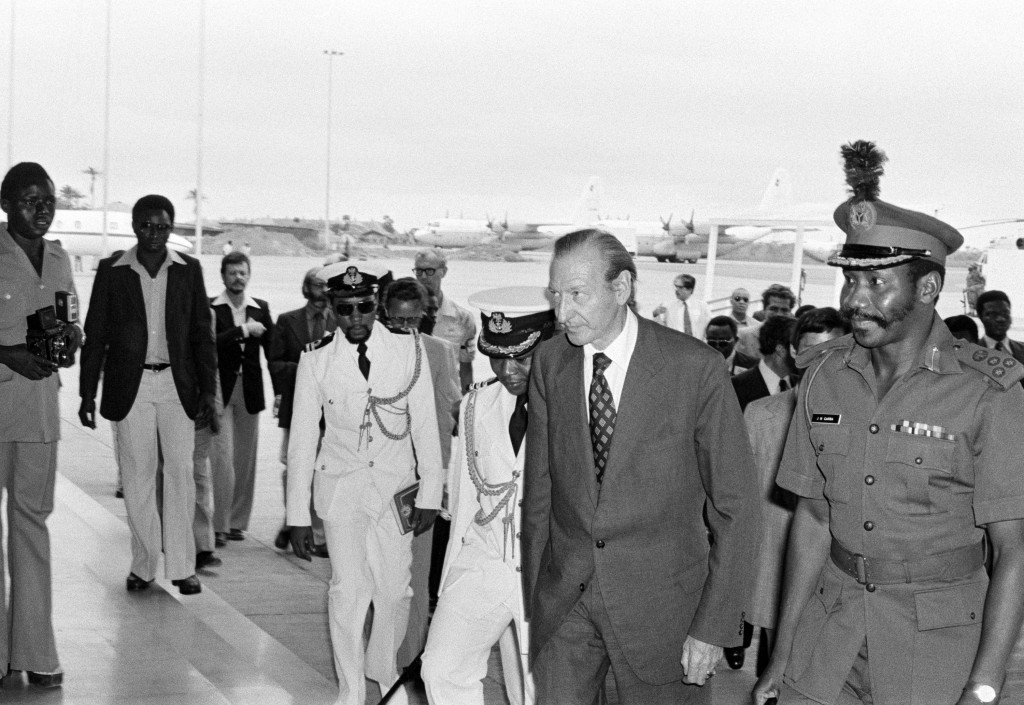 Secretary-General Kurt WALDHEIM arriving at Lagos Airport with ...
